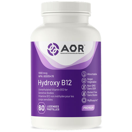 B12 - Hydroxycobalamin 1mg 60 lozenges, a unique form of vitamin B12 | AOR