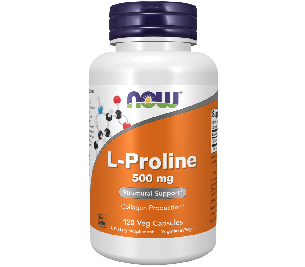 Proline 120 capsules 500mg, building block for collagen | NOW