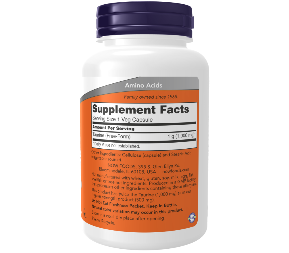 Taurine 1000mg 250 capsules - the antioxidant amino acid | NOW