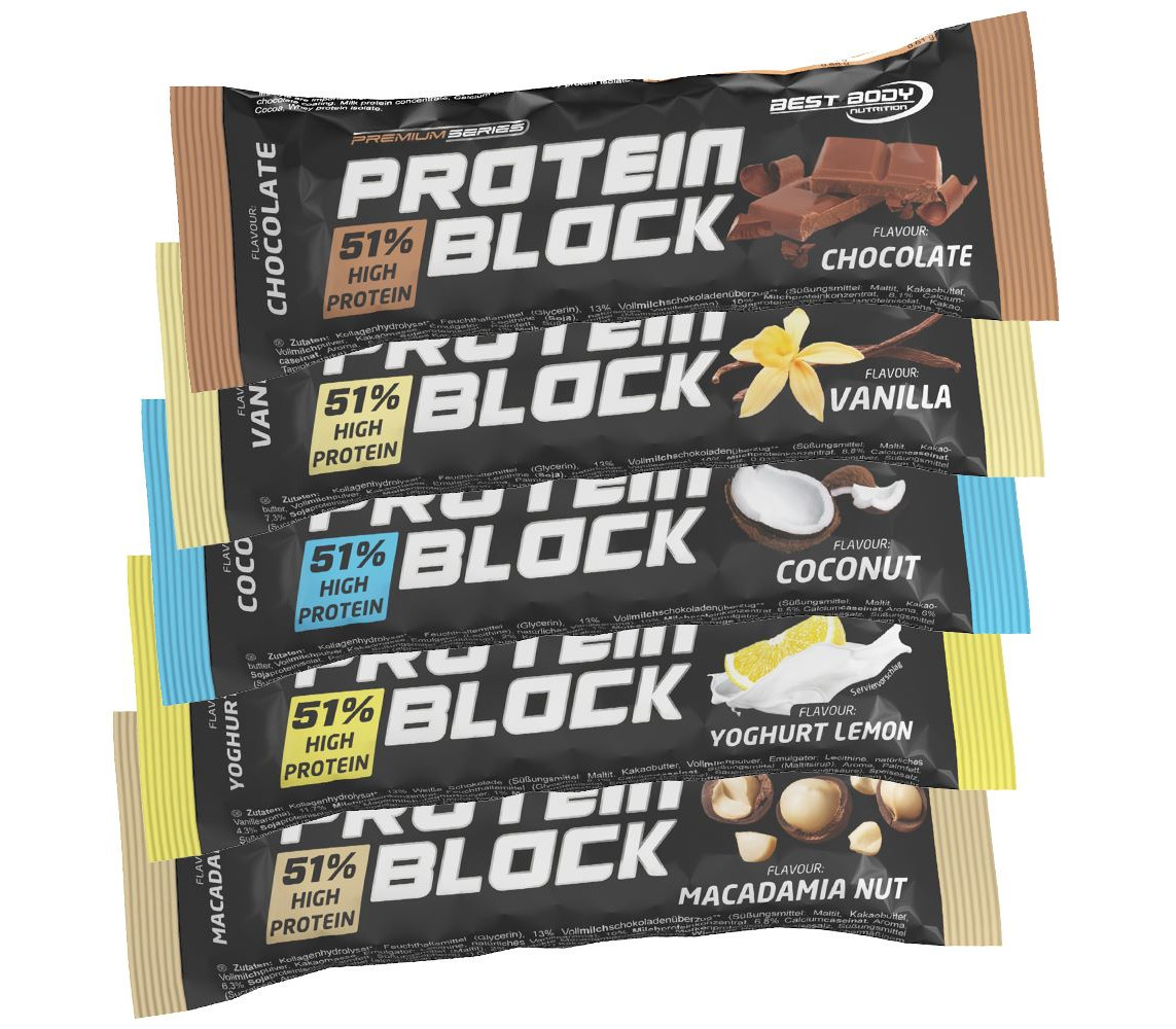Protein Block 90g - 15 tasty protein bars with 45g of protein in 5 ...