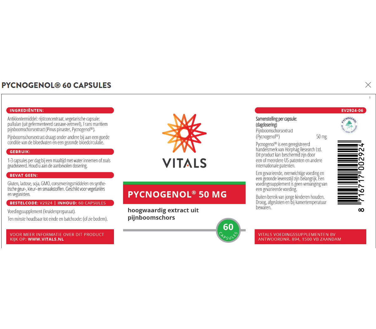 Pycnogenol 50mg 60 capsules from pine bark extract | Vitals