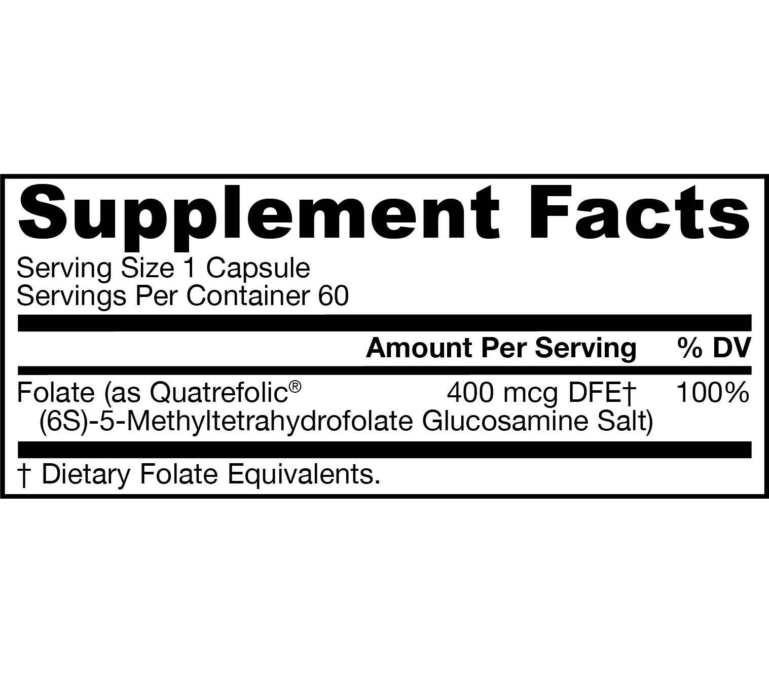 Buy 5-MTHF Methylfolate 400mcg 60 capsules/1000mcg 100 capsules, bio ...