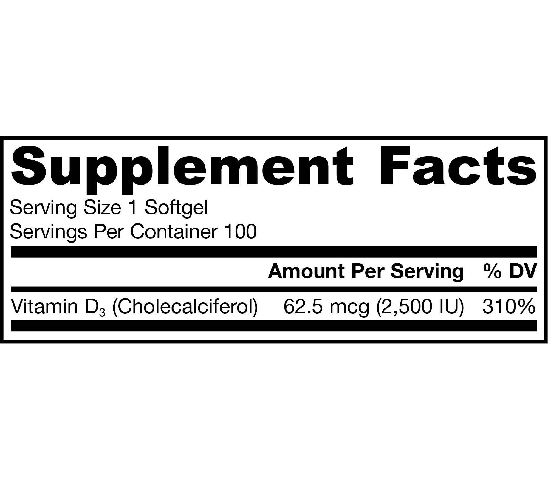 D3 - cholecalciferol 1000/2500/5000iu (25-125mcg) for healthy cell ...