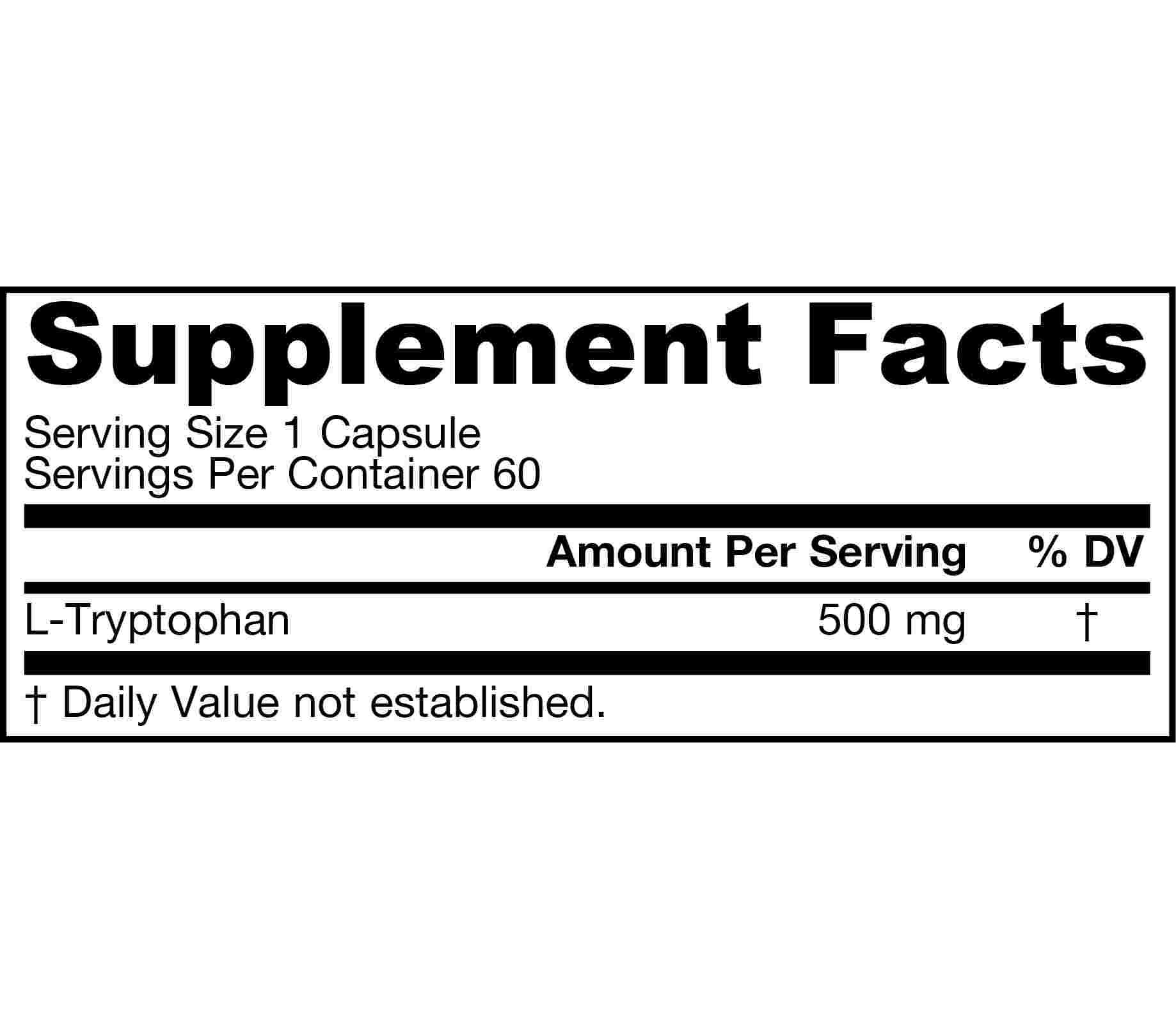 Tryptophan 60 capsules - supports synthesis serotonin and melatonin ...