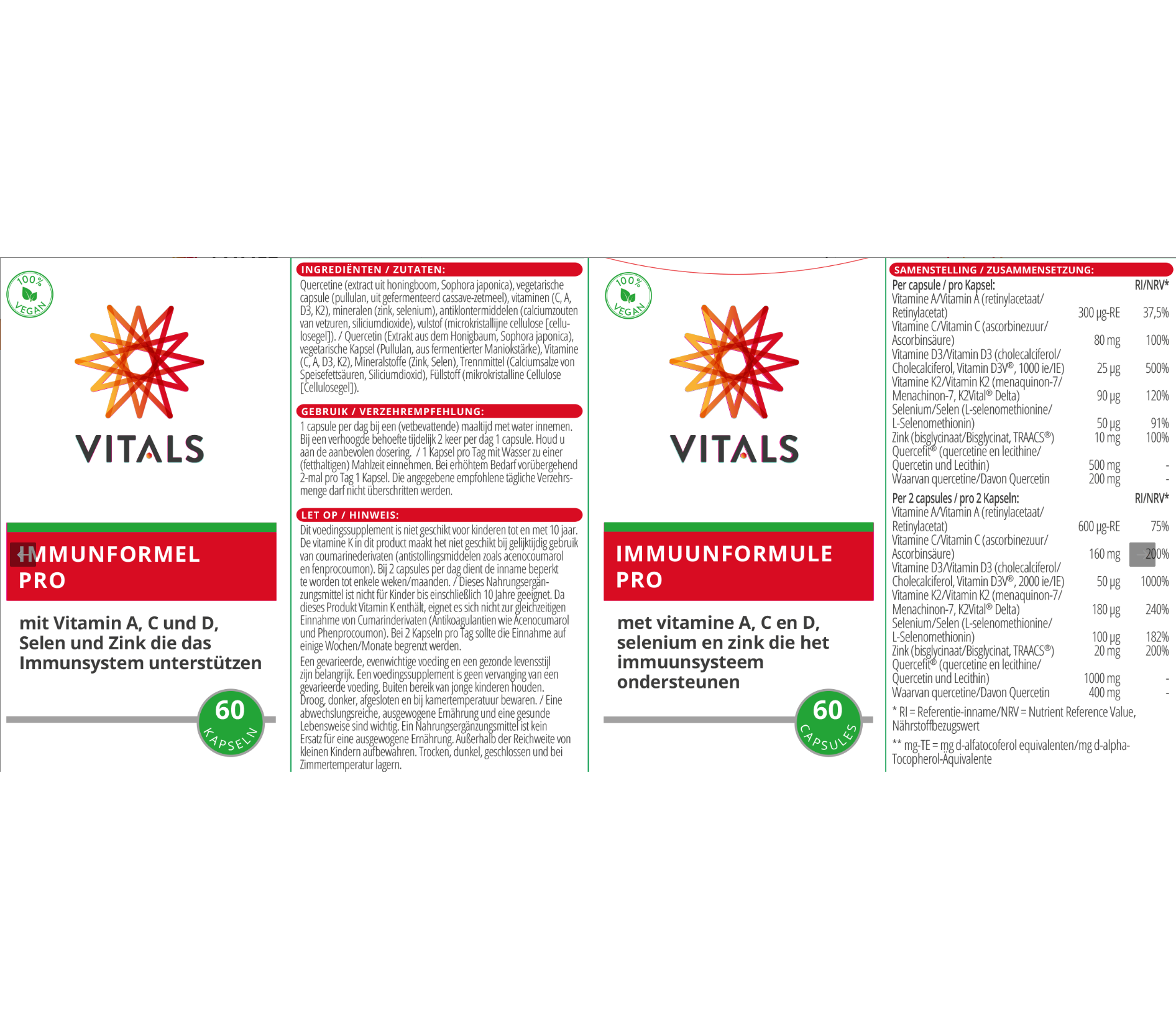 Immune Formula Pro 60 v-capsules - all important nutrients (quercetin ...