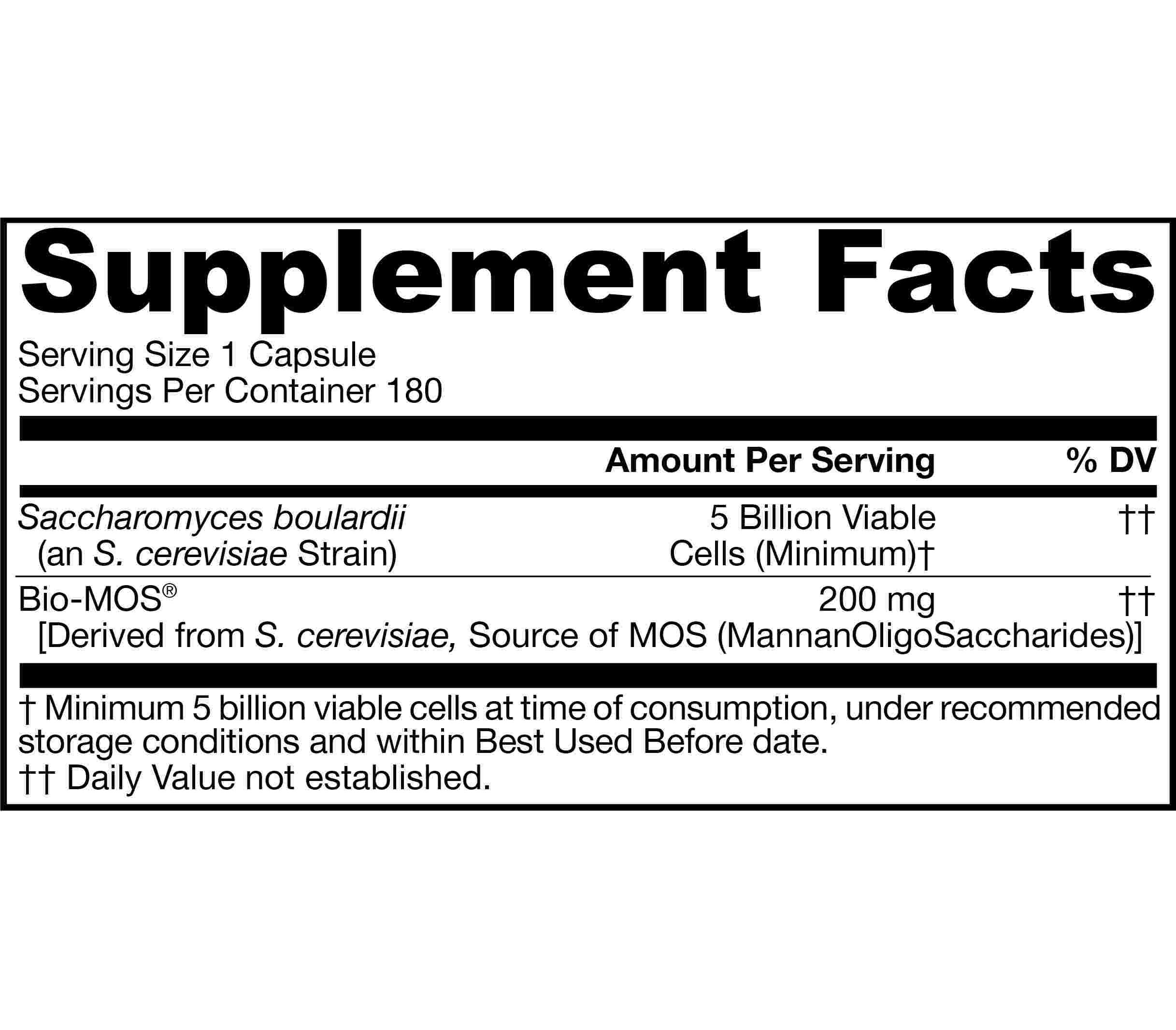 Saccharomyces Boulardii + MOS 5 billion 90/180 capsules, a probiotic ...