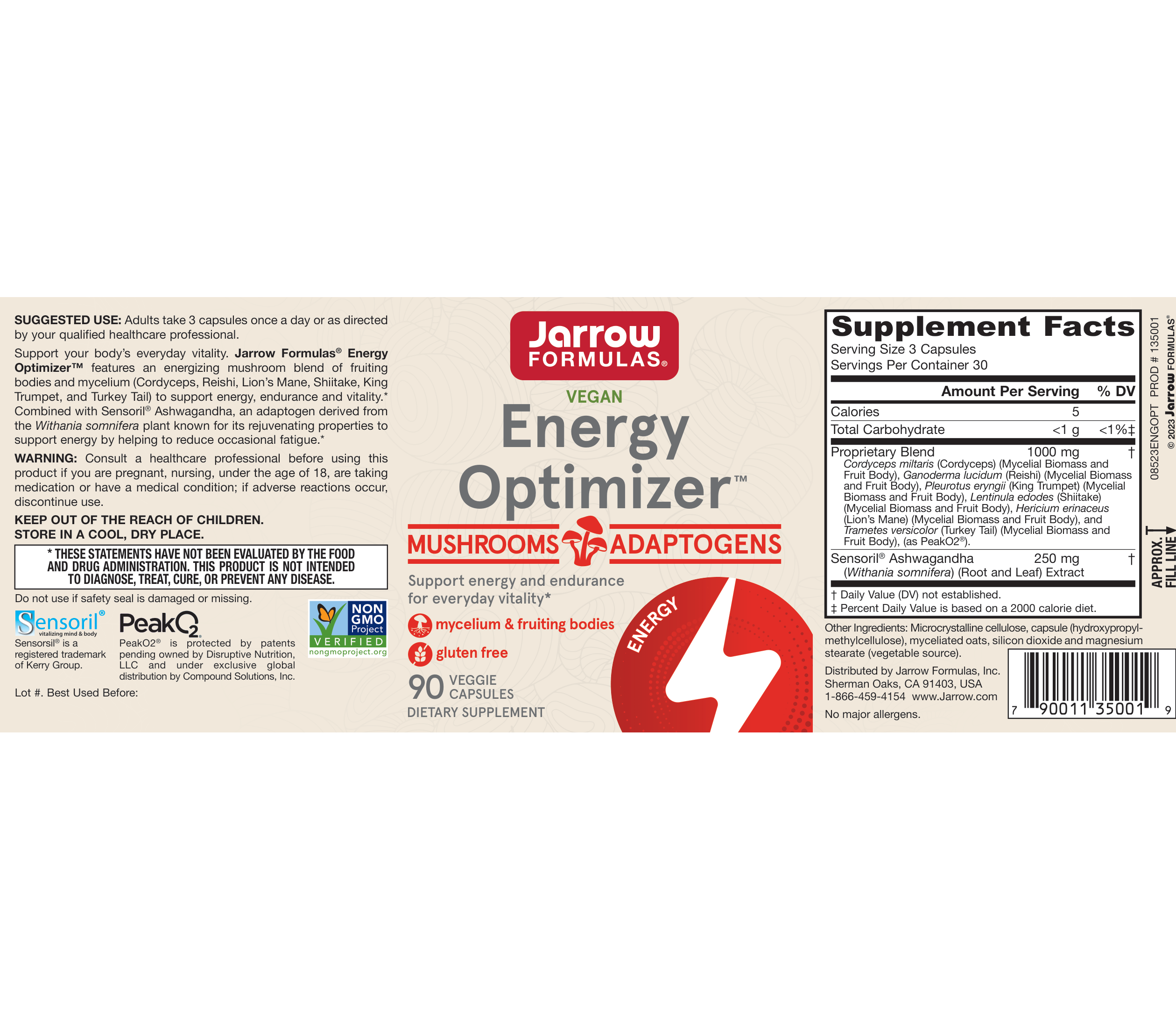 Energy Optimizer 90 capsules - mengsel van 6 soorten paddestoelen en ...