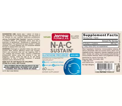 NAC Sustain 60 tablets - N-acetyl-cysteine, antioxidant and glutathione precursor to support ...