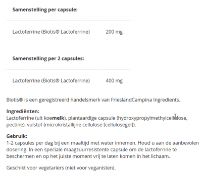 Lactoferrine-BT 200mg 60 capsules - lactoferrin supports healthy immune ...