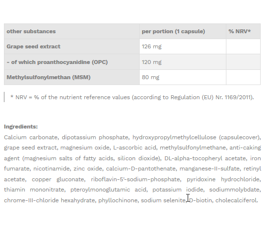 Daily One 100 capsules - multivitamin with OPC and MSM | Best Body