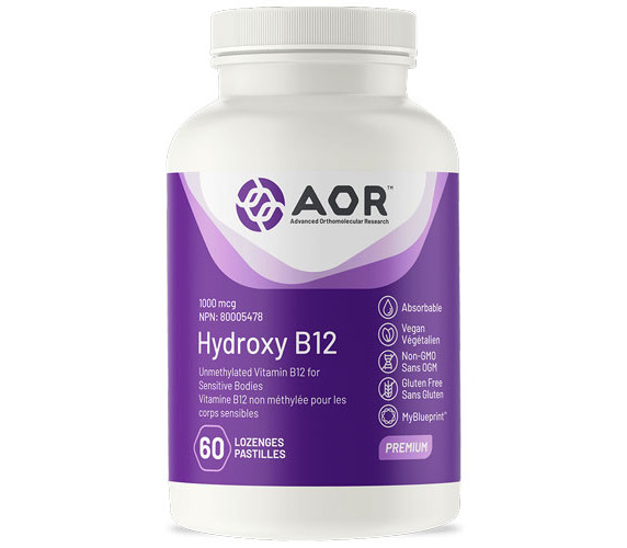 B12 - Hydroxycobalamin 1mg 60 lozenges, a unique form of vitamin B12 | AOR