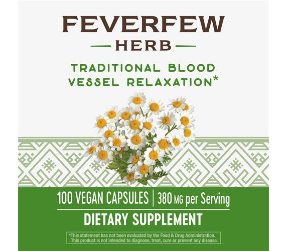 Feverfew Leaves 380mg 100 caps with 0.7% parthenolide | Nature's Way