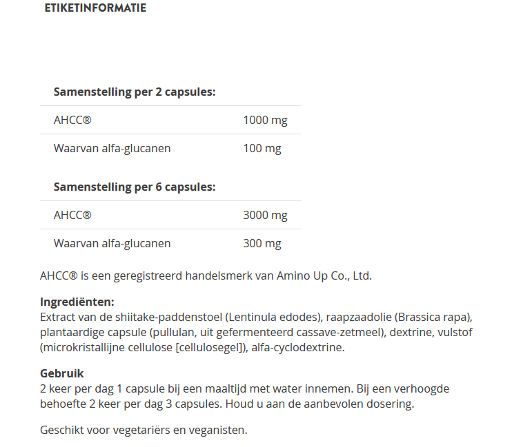 AHCC® 500mg 60 capsules - Active Hexose Correlated Compound (alpha ...