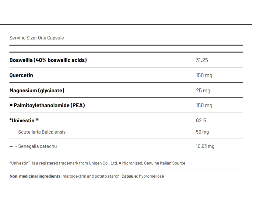 P.E.A.k Pain Relief 120 capsules - palmitoylethanolamide, quercetin ...